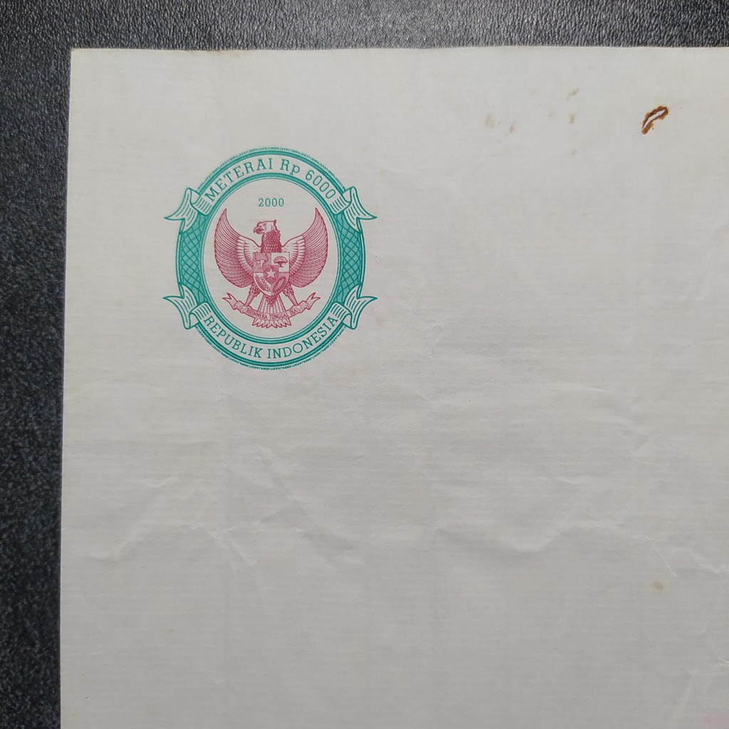 Jual Kertas Segel Kuno Rp 6000 Tahun 2000 Double | Shopee Indonesia