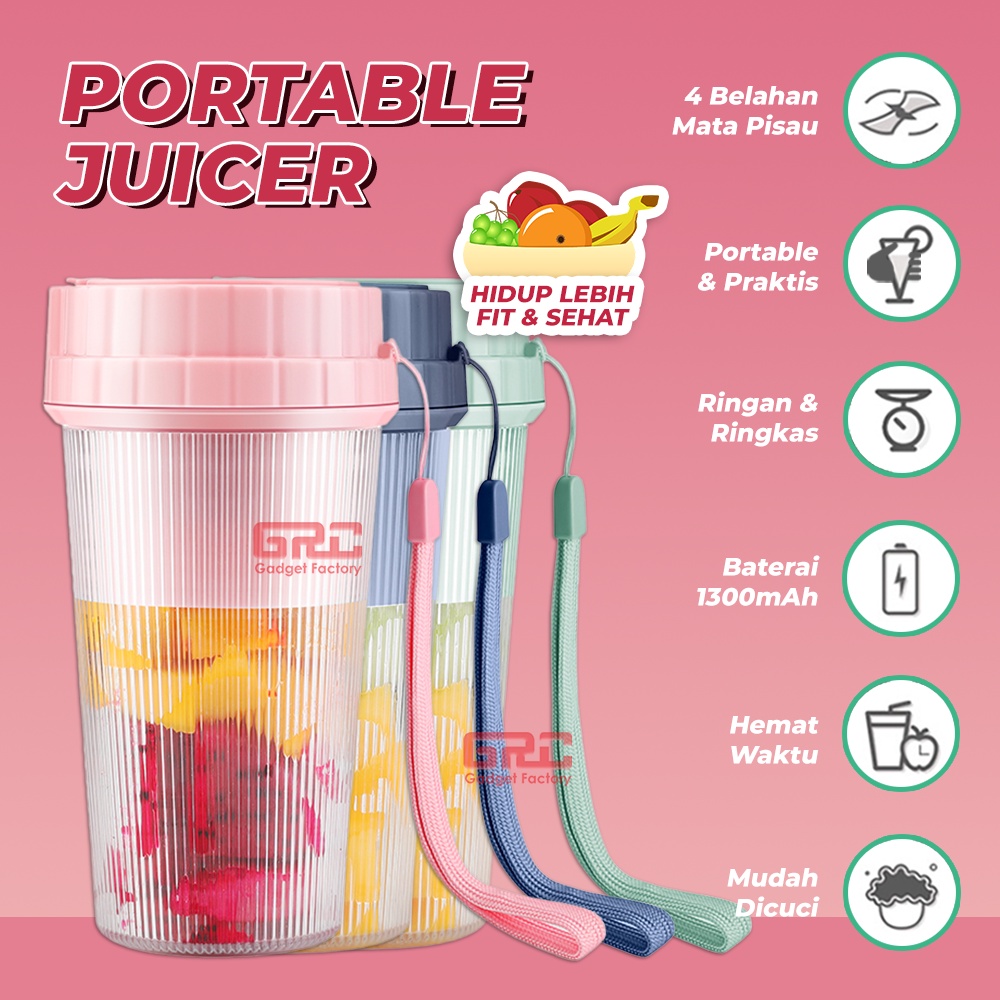 Jual Portable Juicer Botol Minum Mini Blender Botol Juice 2in1 300ml ...