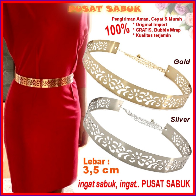 Jual Ikat Pinggang Sabuk Belt Plat Gesper Wanita Rantai Fashion Korea Cewek Obi Ring Emas GOLD ...