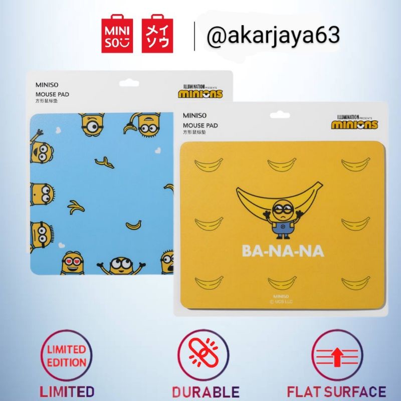 Jual Miniso Mouse pad alas mouse Minions Collection Square MousePad ...