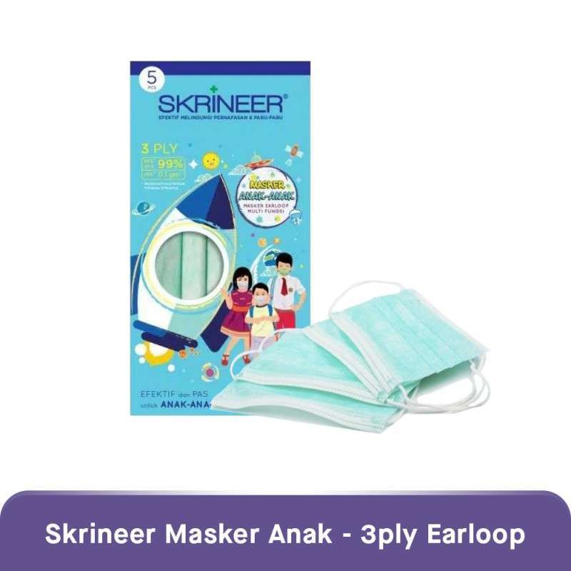 Jual Skrineer - Masker Anak 3 Ply Earloop Sachet Isi 5 Pcs | Shopee ...