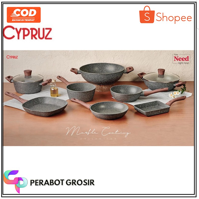 Jual Cypruz Marble Pan marble panci fry pan fry wok | Shopee Indonesia