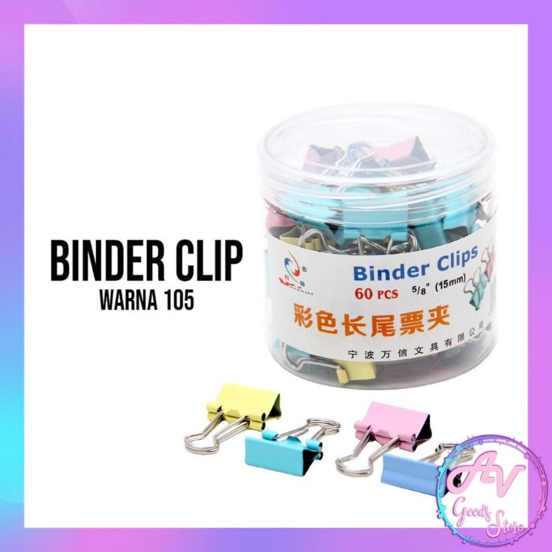 Jual binder clip / klip kertas / paper clip / double clip warna 105 ...