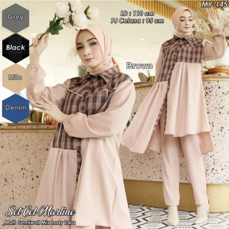 Jual One Set Polos Combinasi Kotak ( H A ) | Shopee Indonesia