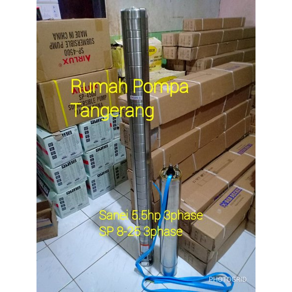 Jual Pompa satelit submersible sanei 5.5hp debit 8 kubik 3phase plus kabel 3x4mm 100 meter ...
