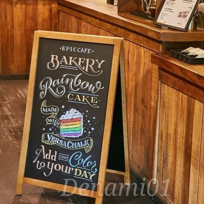 Jual PAPAN TULIS KAPUR 2 MUKA PAPAN BOARD KAYU PAPAN MENU CAFE DEKORASI ...