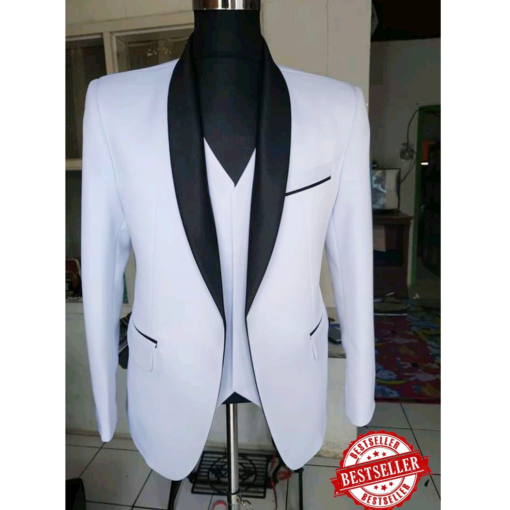 Jual Jas Pria Putih List Hitam, jas Putih pria | Shopee Indonesia