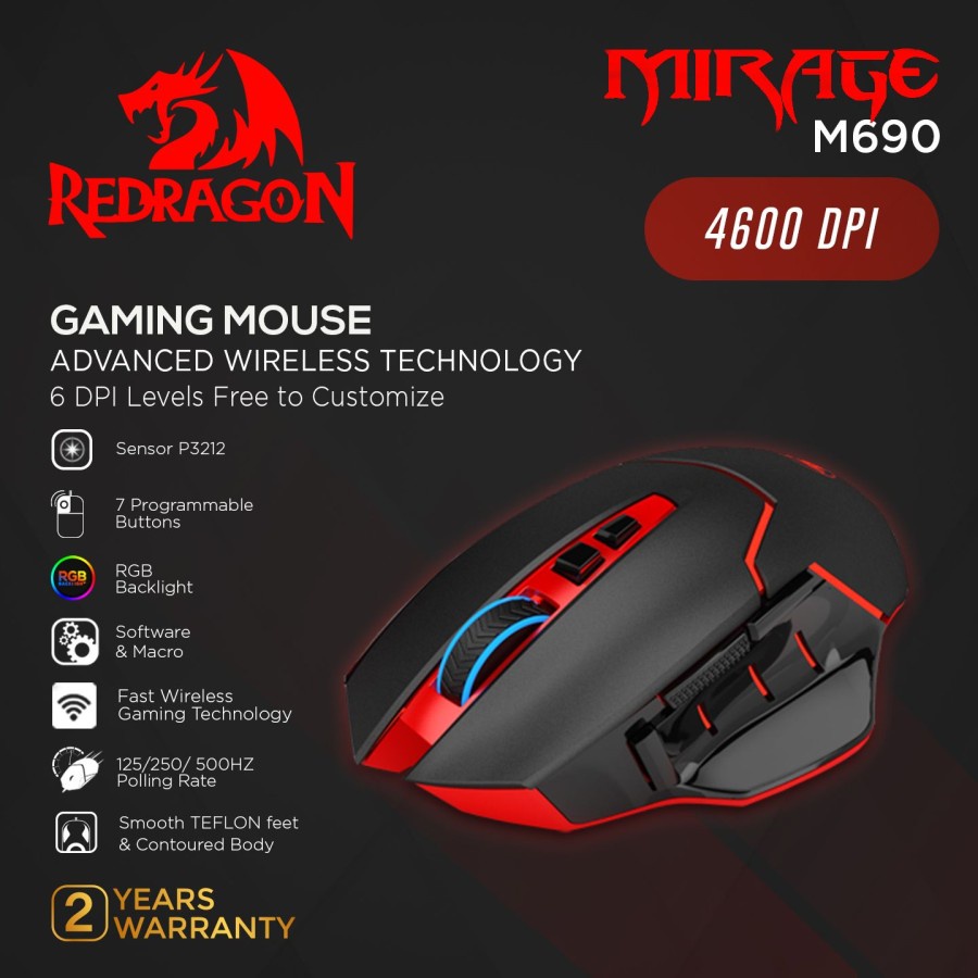 Jual Mouse Redragon Wireless Gaming Mouse MIRAGE - M690 - Wireless Mouse Gaming Mirage M690 ...