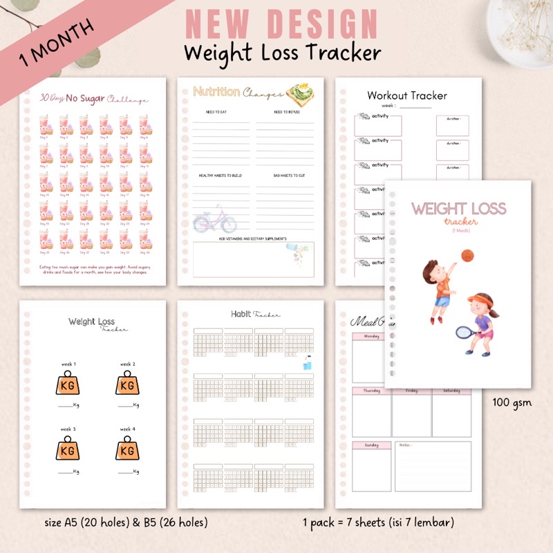 Jual Weight Loss Tracker - Diet Planner - Binder Planner A5 | Shopee ...