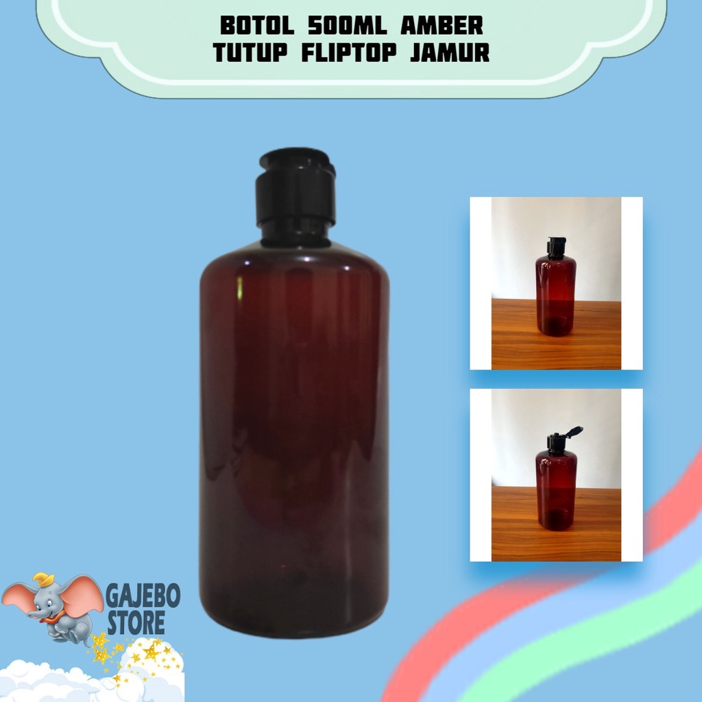 Jual BOTOL 500ML AMBER TUTUP FLIPTOP JAMUR N28 / BOTOL FLIPTOP 500ML ...