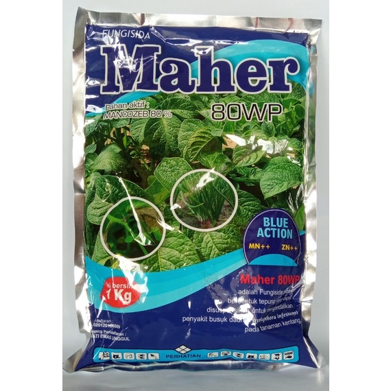 Jual Maher Blue 80WP 1kg - Fungisida Bahan Aktif Mankozeb 80% Plus MN++ ...