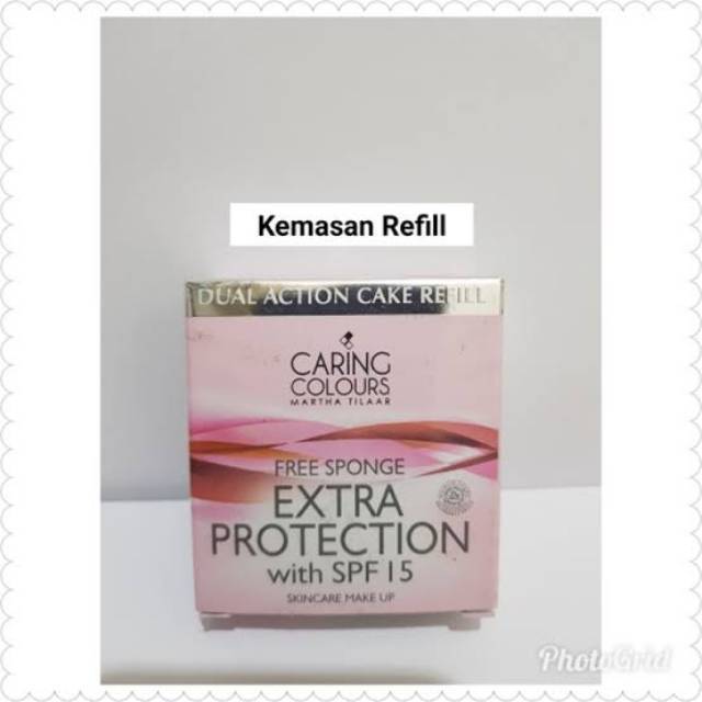 Jual Caring Colours Dual Action Cake Extra Protection - Refill + Sponge ...