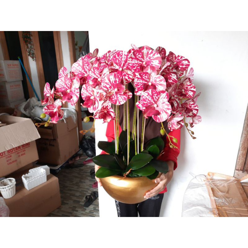 Jual RANGKAIAN BUNGA ANGGREK LATEX 7 Tangkai bubga Pribunga hias bunga ...