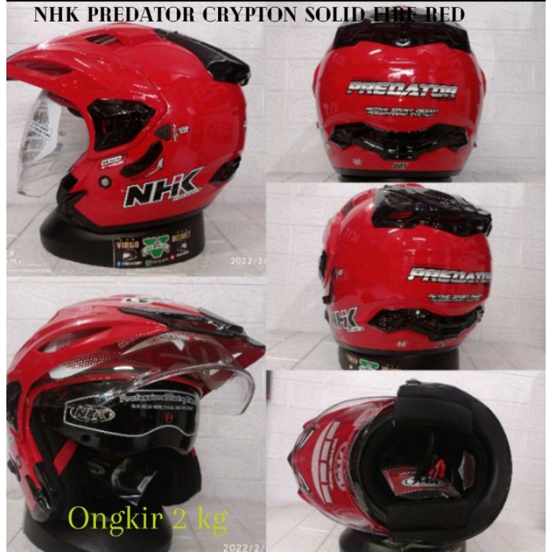 Jual NHK HELM PREDATOR CRYPTON SOLID FIRE RED DOUBLE VISOR (ongkir ...