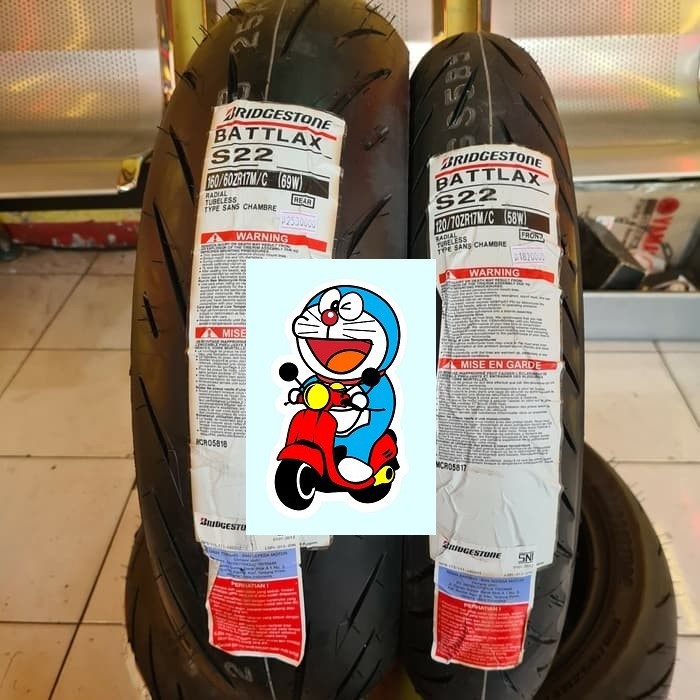 Jual PAKET ban battlax s22 120 70 17 160/60-17 depan belakang tubless ...