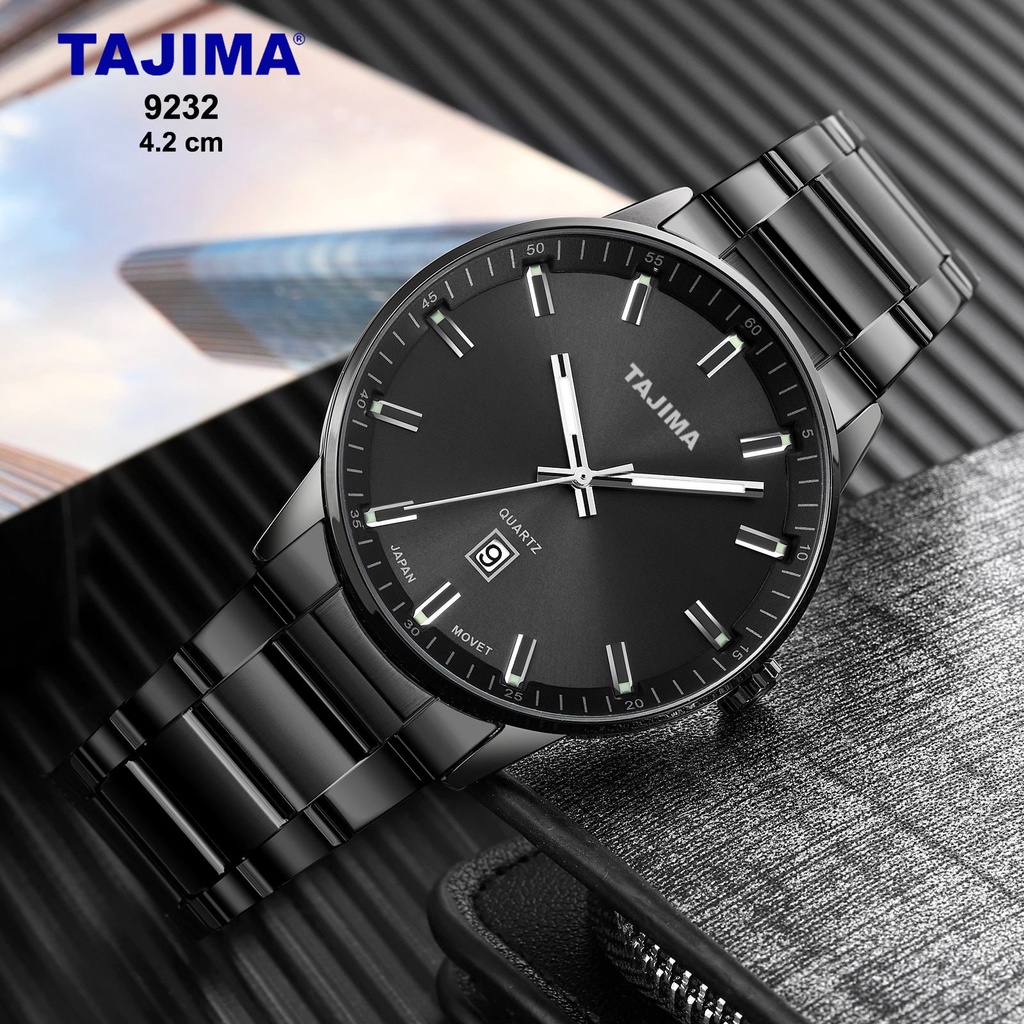 Jual TAJIMA Jam Tangan Pria Analog Date 9232 Stainless Steel Tahan Air ...