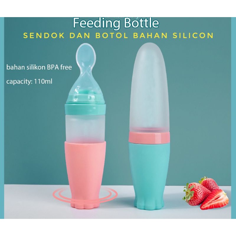 Jual Botol sendok makan bayi / mpasi bayi / dot silicon mpasi | Shopee ...