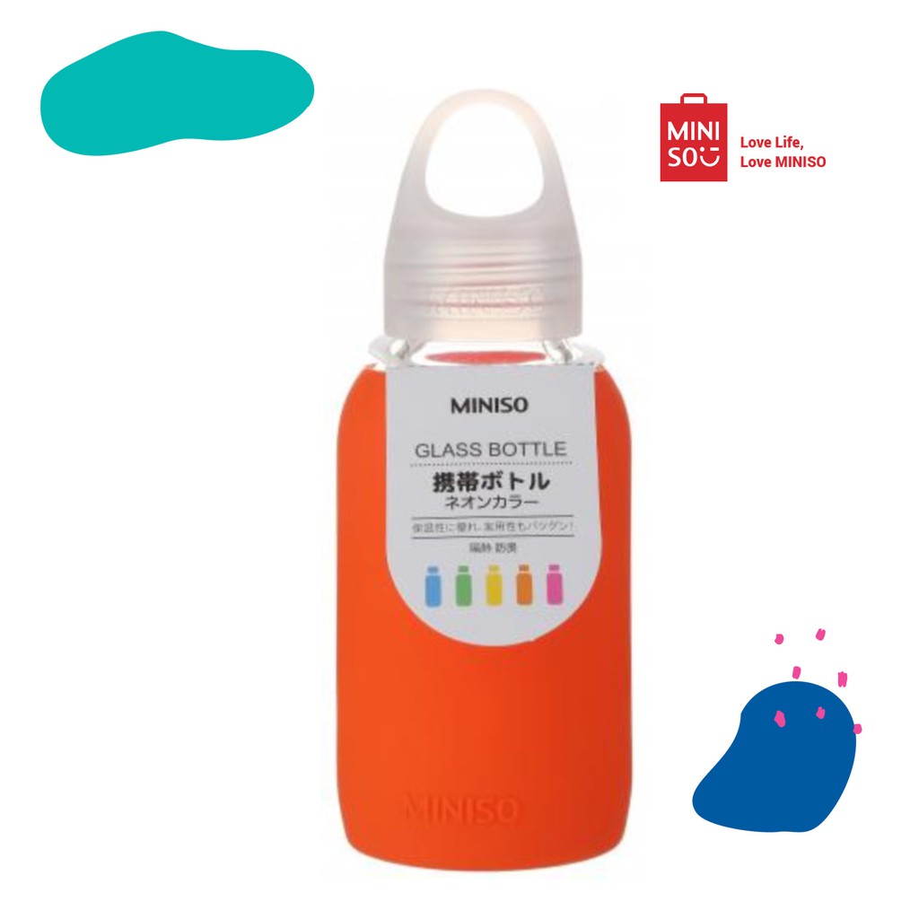 Jual Original Miniso botol minum kaca silikon - glass water bottle ...
