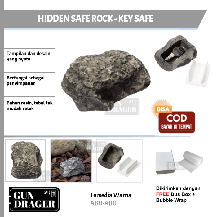 Jual Kotak Penyimpanan Kunci Rahasia Bentuk Batu / Hidden Key Rock Box ...