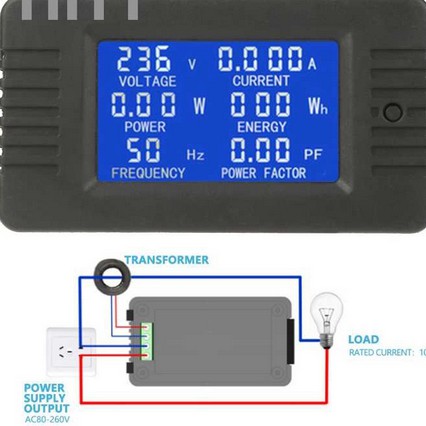 Jual Volt Watt Amp Ampere PF Power Factor KWh Hertz Hz Meter AC 220V ...