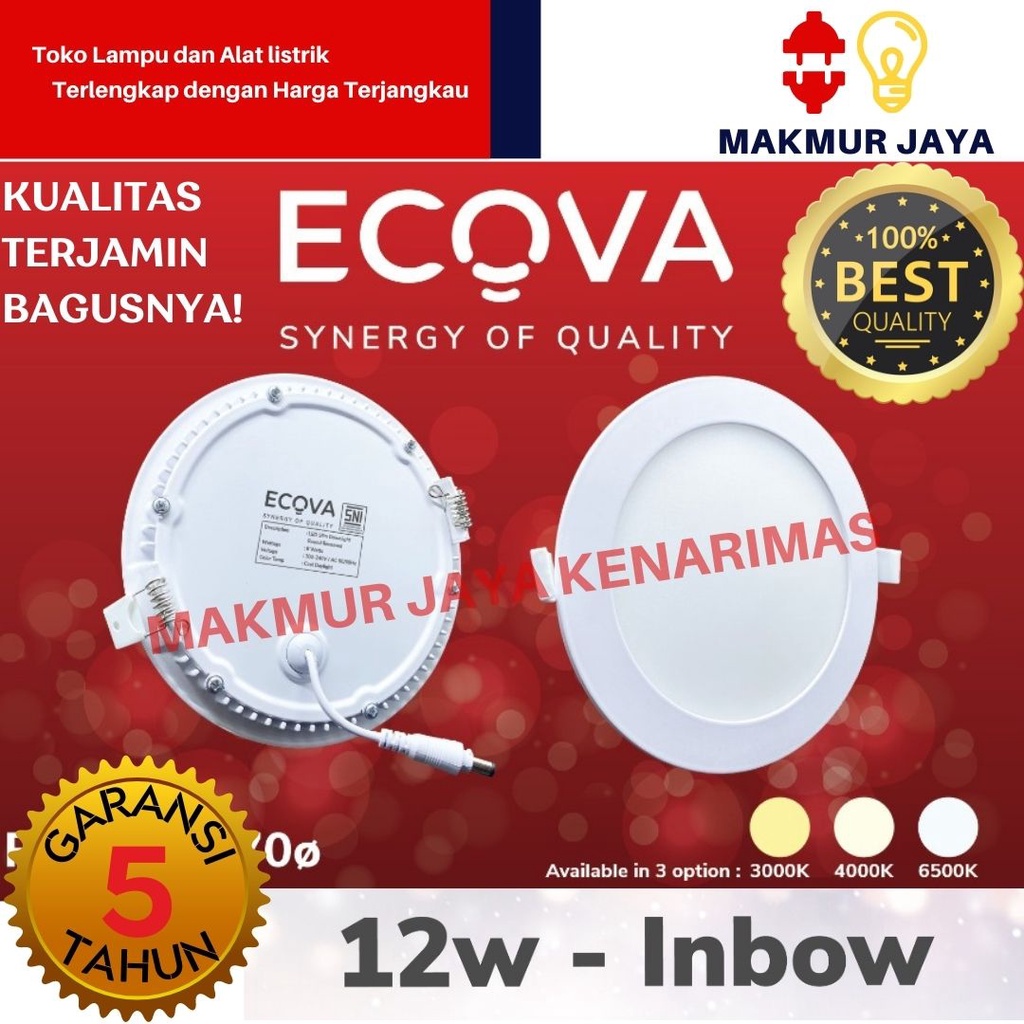 Jual LAMPU LED PANEL LIGHT 12W WATT DOWNLIGHT PUTIH INBOW BULAT TIPIS 12W | Shopee Indonesia