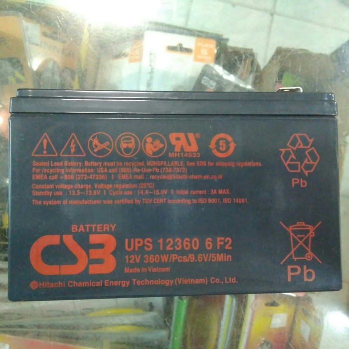 Jual Aki baterai UPS 12360 6 F2 battery kering VRLA CSB 12v 12 volt 6Ah ...