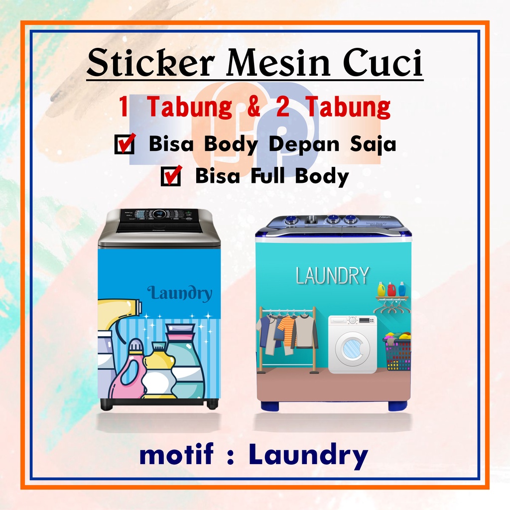 Jual STIKER MESIN CUCI MOTIF LAUNDRY BAHAN VINYL PREMIUM TAHAN AIR ...