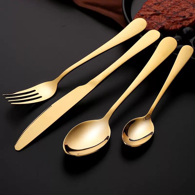 Jual SKHOMEDECOR Sendok garpu makan emas (COD) gold spoon fork spoon ...