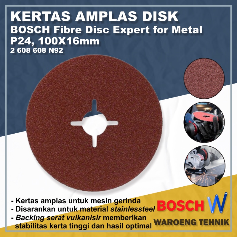Jual Kertas Amplas Disk BOSCH Acc Fibre Disc Expert for Metal P24 100 x ...