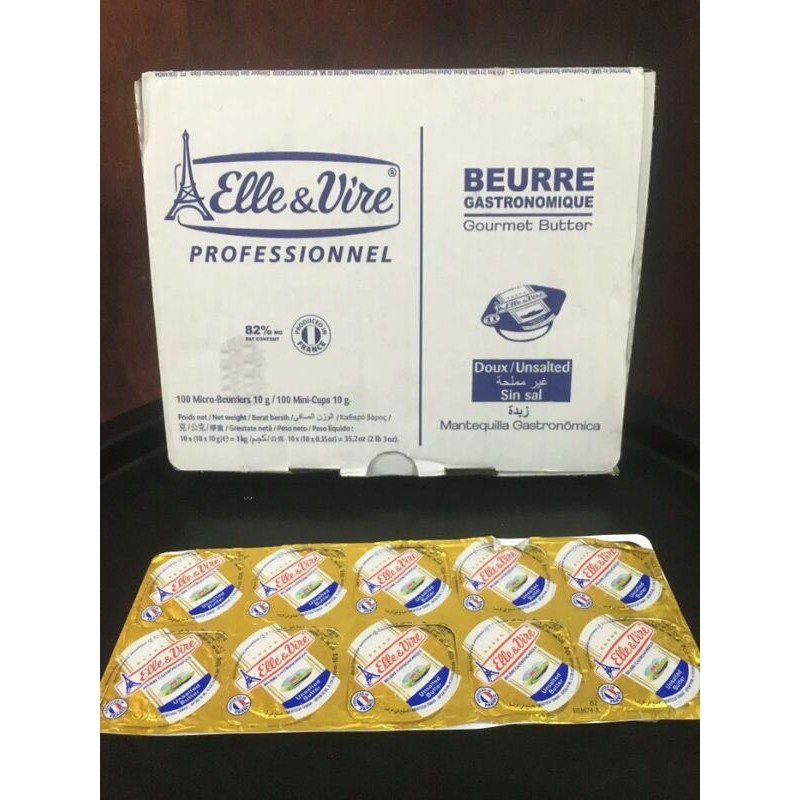 Jual ELLE & VIRE UNSALTED BUTTER PORTION 10GR (10PCS) | Shopee Indonesia
