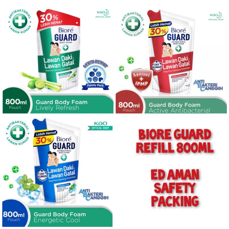 Jual BIORE Guard Bodywash Lively Refresh / Active Antibacterial 800ml ...