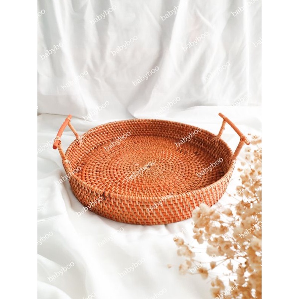 Jual Tray rotan bulat | pot gantung bunga anyaman natural rattan nampan ...