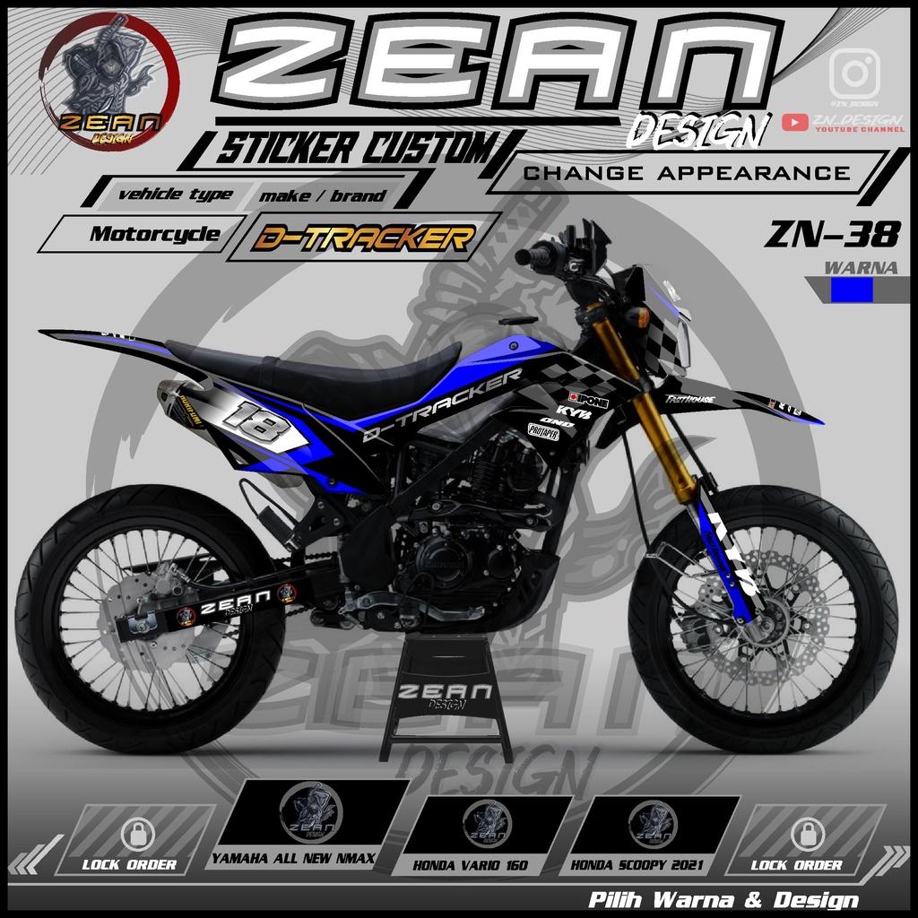 Jual (COD) Decal Sticker Motor Cross KLX Dtracker 150 New Fullbody ...