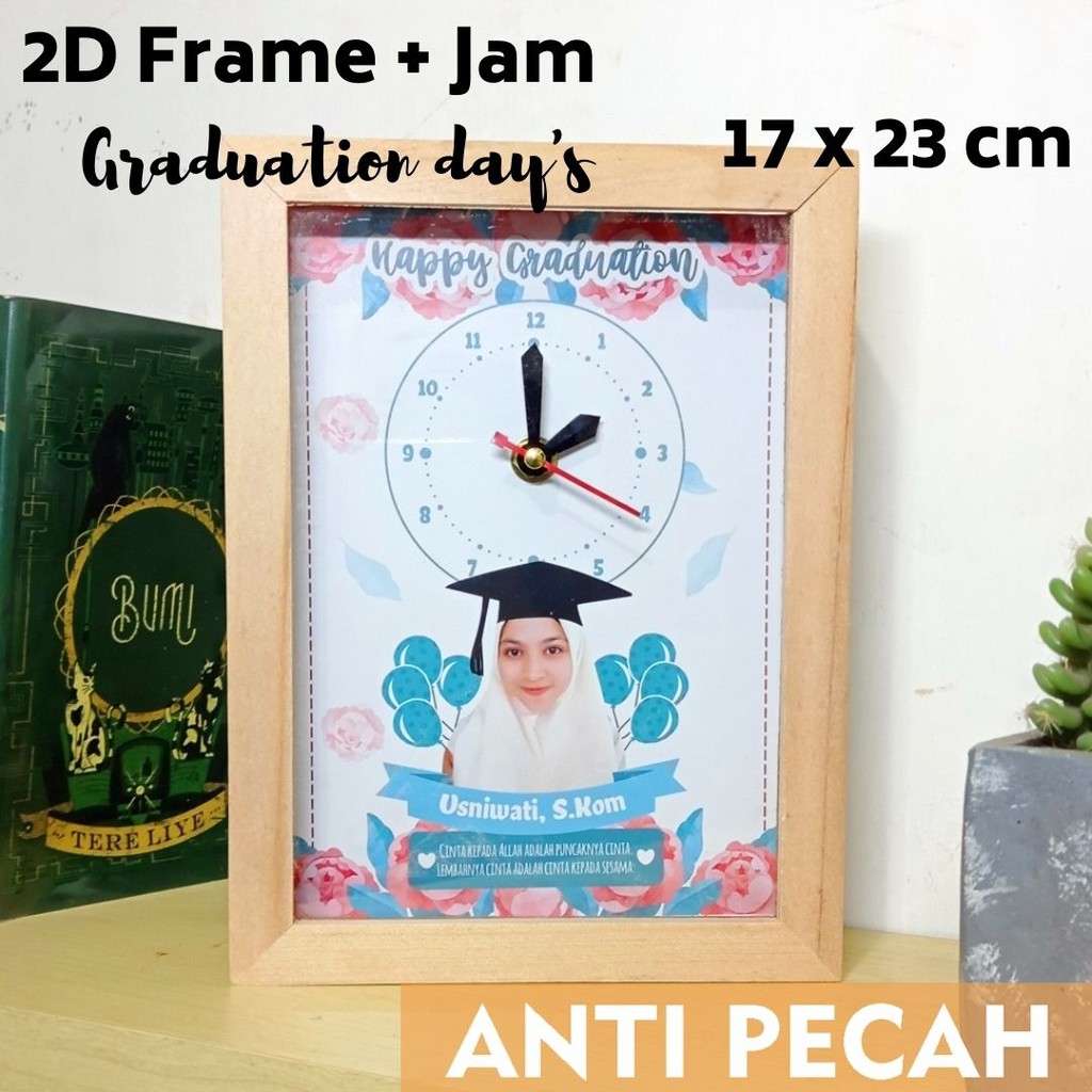 Jual Kado Jam Frame Kayu 2D Foto Graduation Bisa Custom | Shopee Indonesia