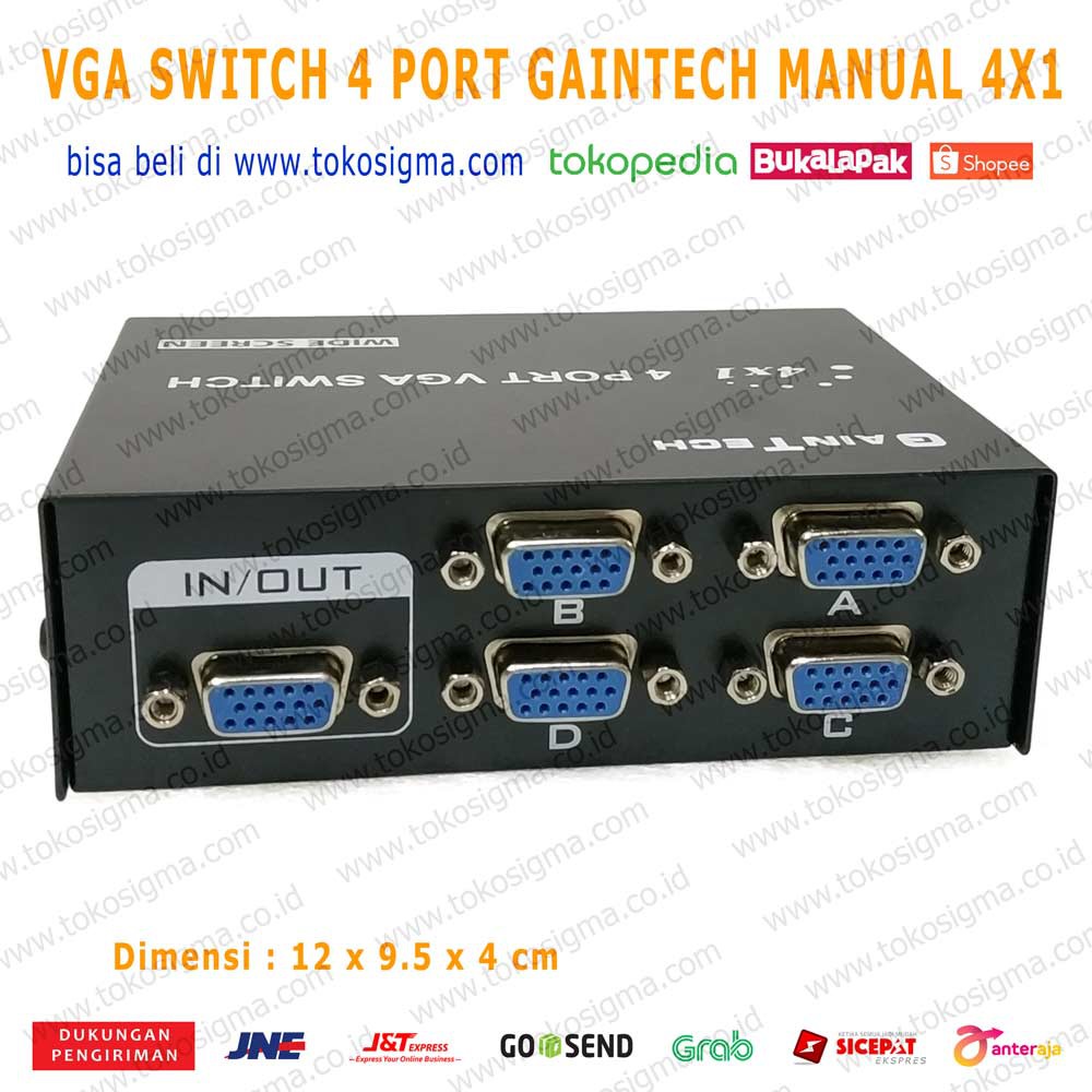 Jual VGA SWITCH 4 PORT METAL CASE - 4X1 PORT SELECTOR VGA MANUAL BUTTON ...