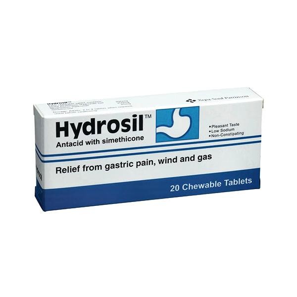 Jual Hydrosil Antacid with Simethicone 20 tabs / Maag /Kembung | Shopee ...