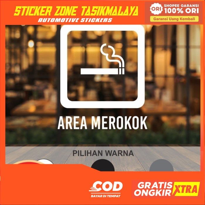 Jual Cutting Sticker Area Merokok Square Kaca Cafe Resto Tempat Usaha ...