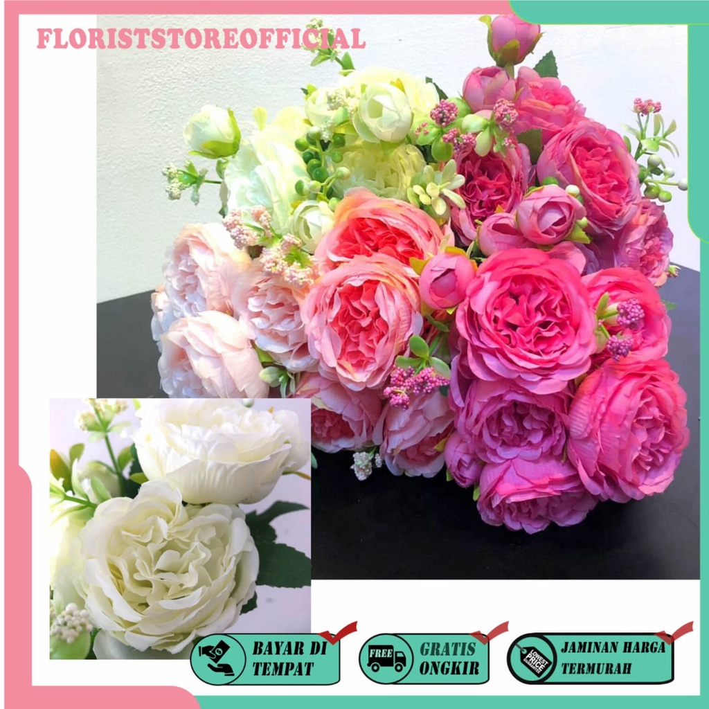 Jual COD BUNGA PEONY BUNGA TANGKAI PLASTIK BUNGA ARTIFISIAL BUNGA ...