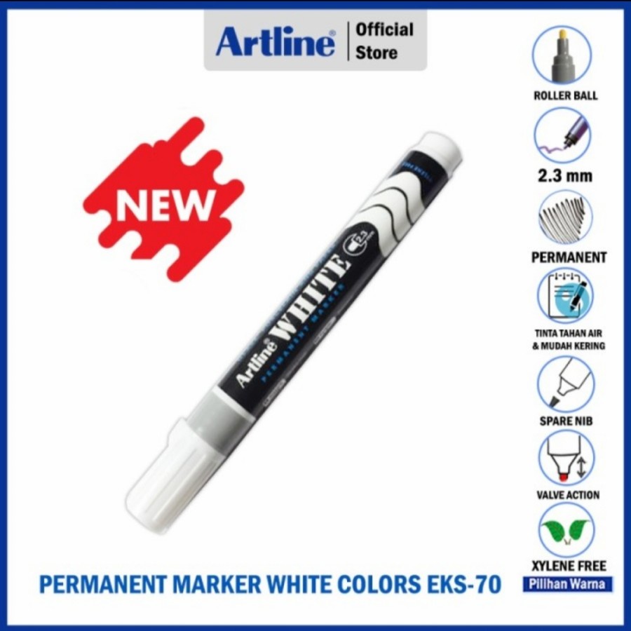 Jual Spidol ARTLINE Permanent Marker 2.3mm PUTIH EKS-70 | Shopee Indonesia