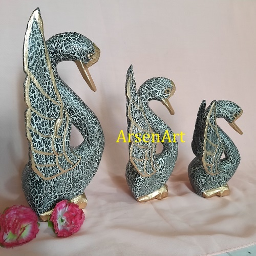 Jual Hiasan Pajangan Angsa Cantik Satu Set (3Pcs) Pajangan Kayu ...