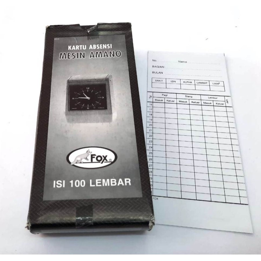 Jual Kartu Absen Amano Merk FOX isi 100 lembar / Absen / Amano / Kartu ...