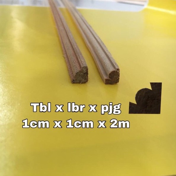 Jual lis kayu siku profil 1x1cm panjang 2meter list kaca kayu halus ...