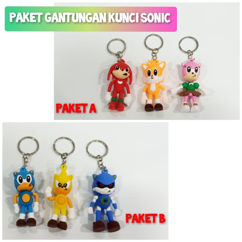 Jual Paket 3 Gantungan kunci keychain pacar Sonic the hedgehog kuning ...