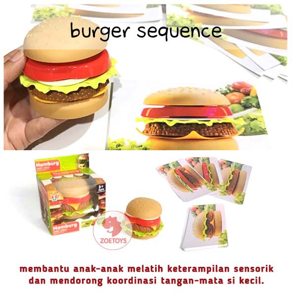 Jual Zoetoys Burger Sequence with Cards | Hamburger Box Stacking ...