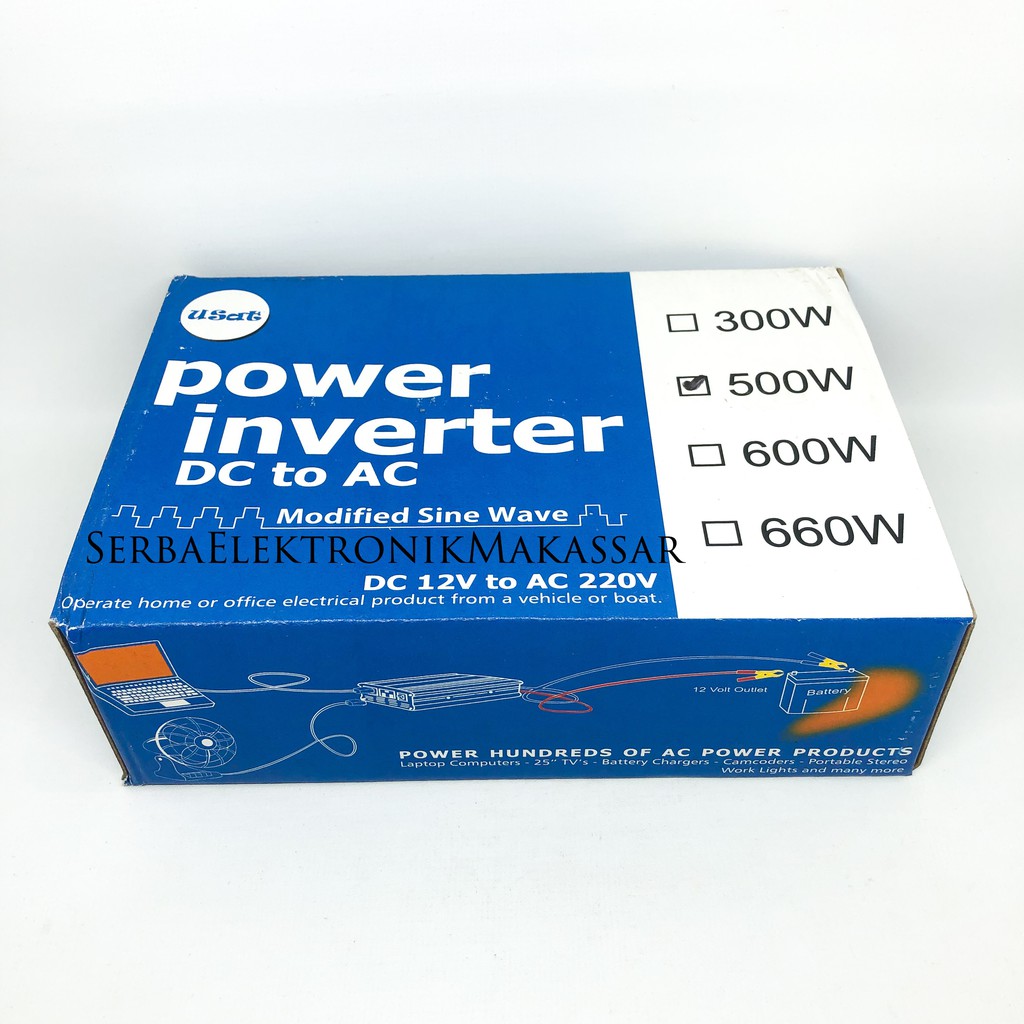 Jual Power Inverter 500 Watt Merk USAT DC 12Volt to AC 220Volt | Shopee ...