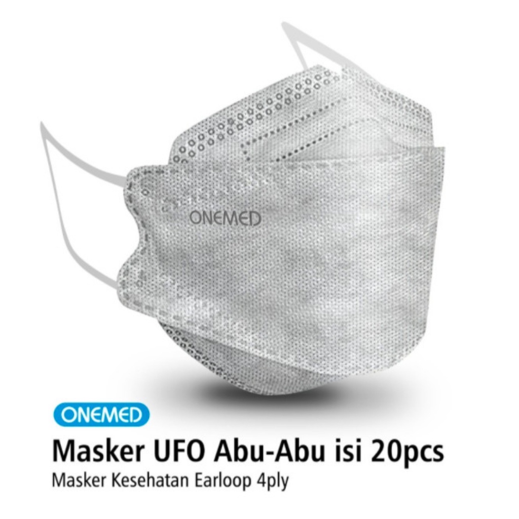 Jual MASKER UFO 4 PLY ONEMED WARNA ABU2 1 BOX ISI 20PCS | Shopee Indonesia