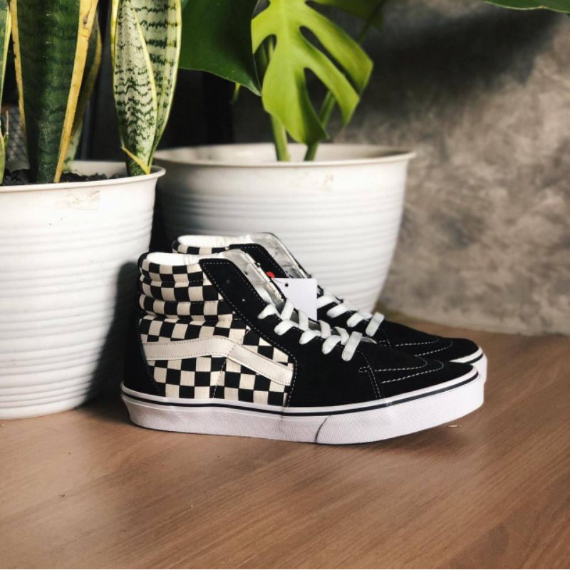 Jual VANS SK8 HI BLACK WHITE CHECKERBOARD JDM JDM V38CL+ ULTRACUSH ...