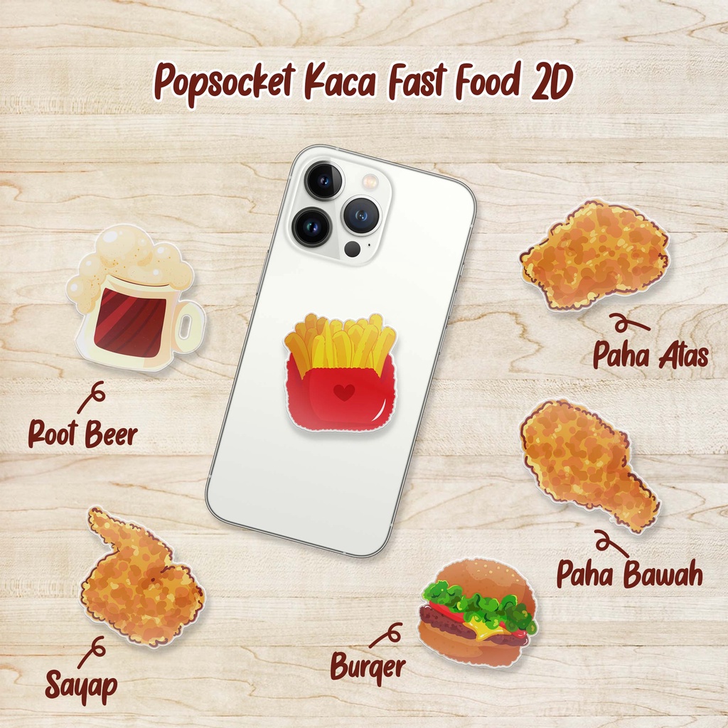 Jual [Popsocket] Griptok Kaca akrilik 2d KFC MCD burger fries root beer ...