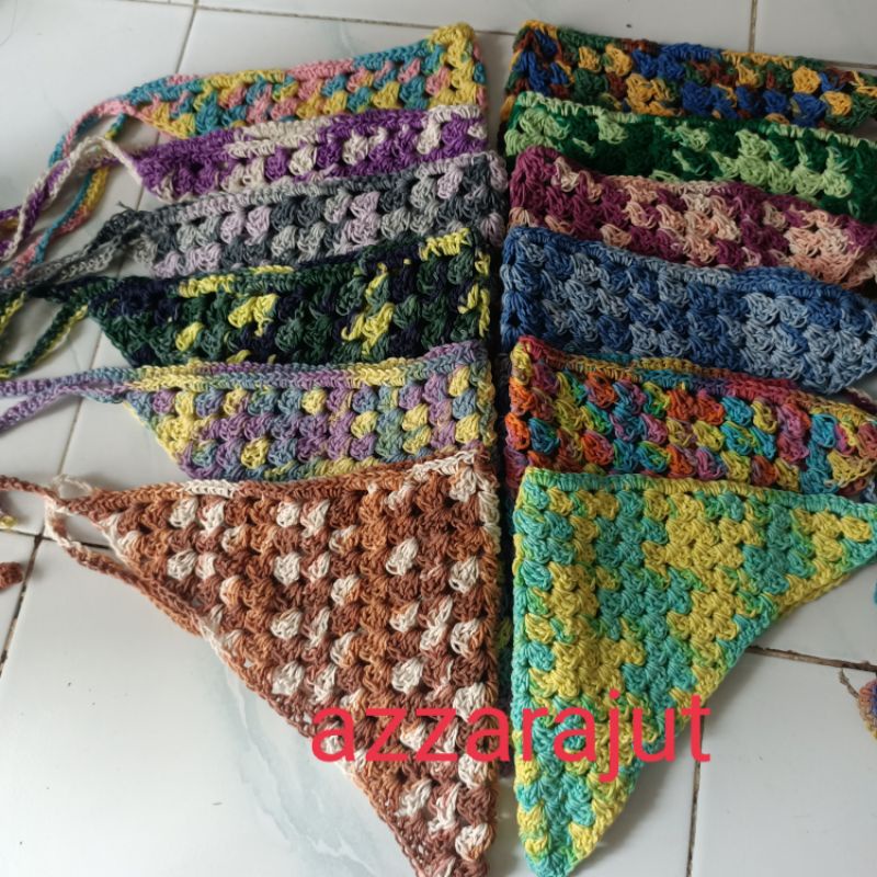 Jual PART 3 ! ! ! bandana rajut segitiga / bando rajut segitiga sembur ...