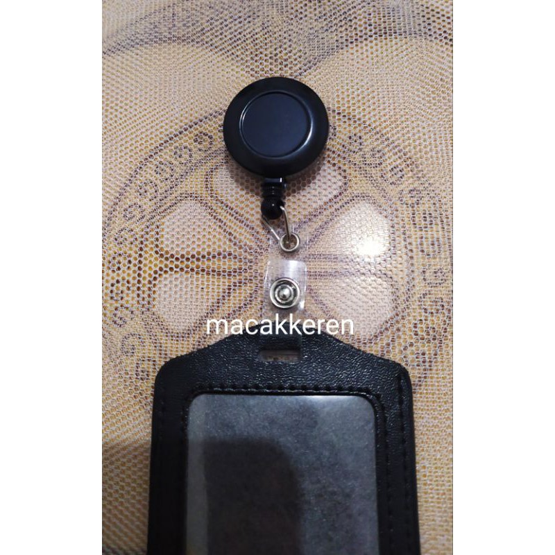 Jual Name tag id Card Holder kulit polos tempat kartu tempat ID Card ...